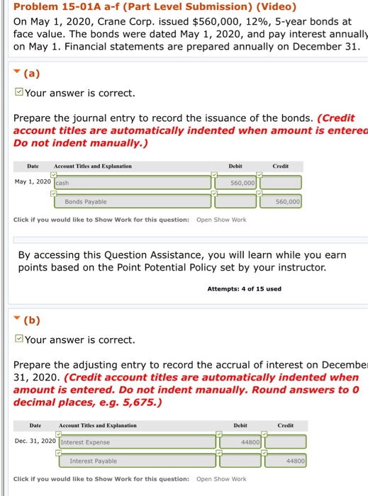 Solved Problem 15-02A a-c (Part Level Submission) (Video) | Chegg.com