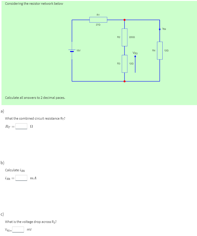 Solved Considering the resistor network below 270 2200 R4 | Chegg.com