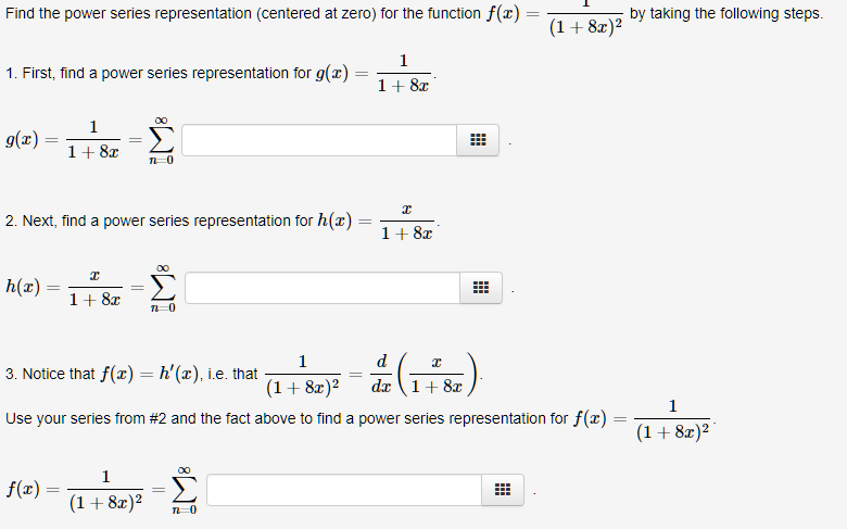 Solved Find the power series representation (centered at | Chegg.com