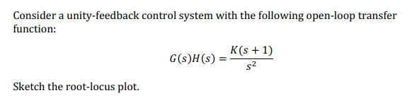 Solved Consider a unity-feedback control system with the | Chegg.com