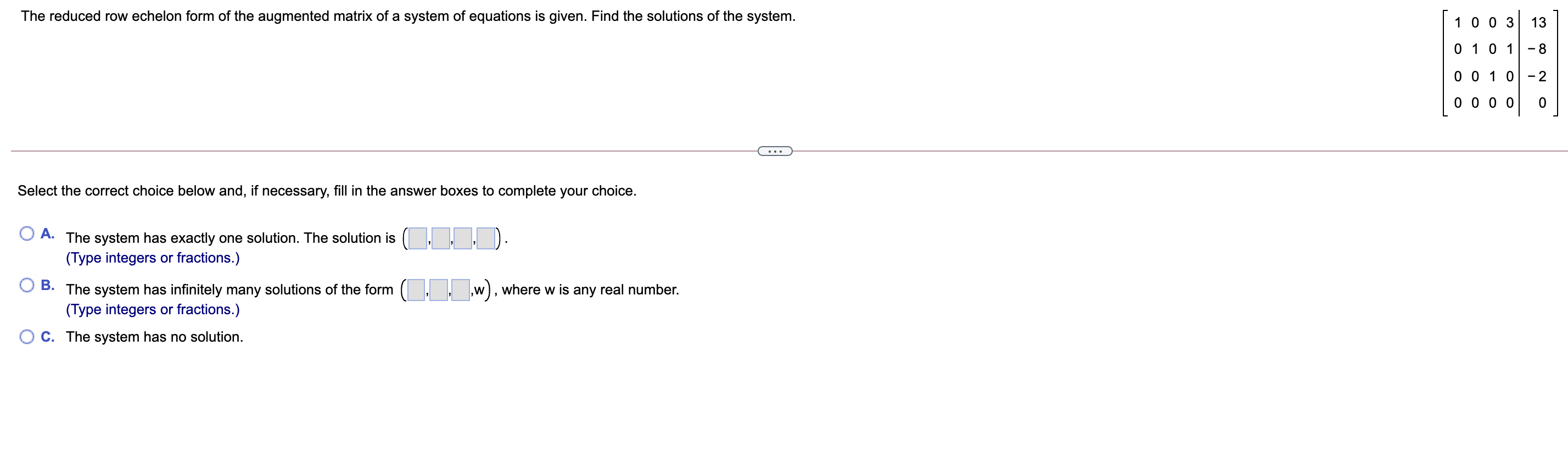 Solved The reduced row echelon form of the augmented matrix | Chegg.com