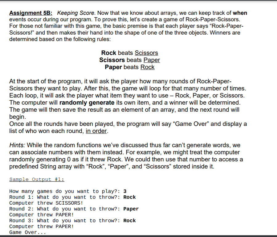 Solved Assignment 5B: Keeping Score. Now that we know about | Chegg.com
