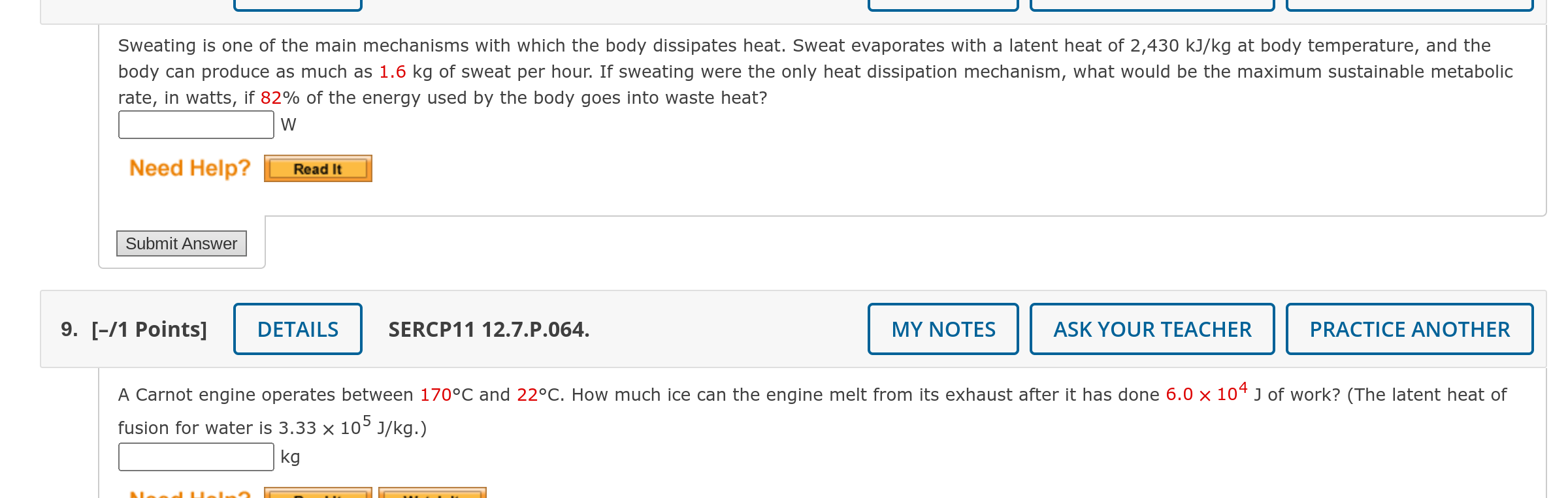 Solved Sweating is one of the main mechanisms with which the | Chegg.com