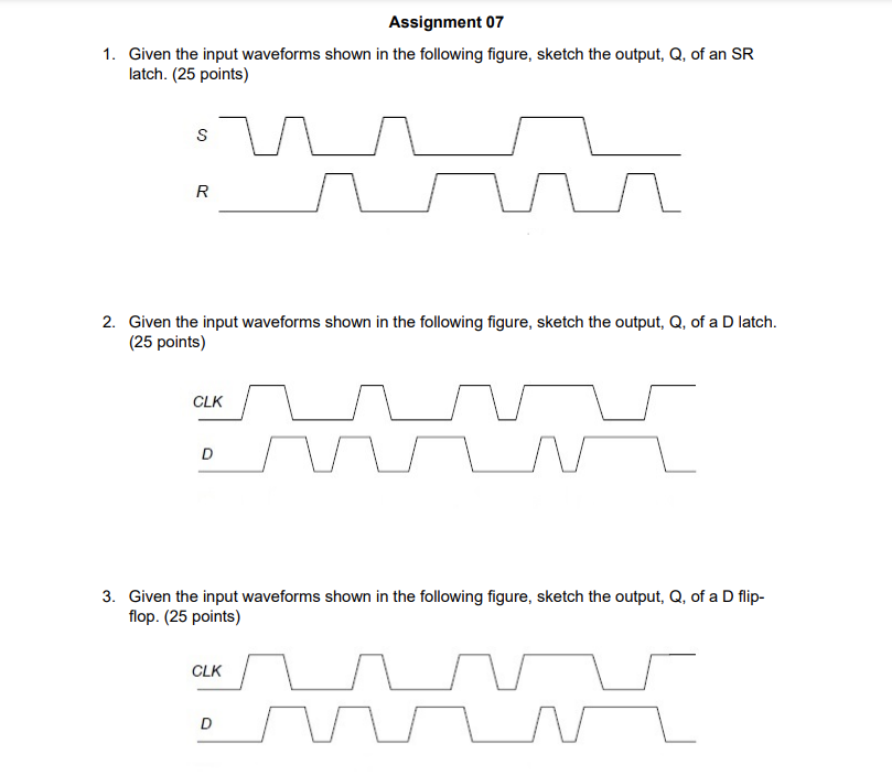 Solved 1 Given The Input Waveforms Shown In The Following 