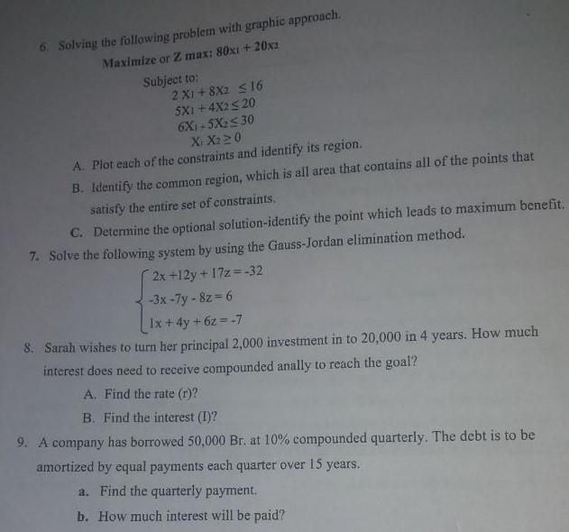 Solved 6. Solving the following problem with graphic | Chegg.com