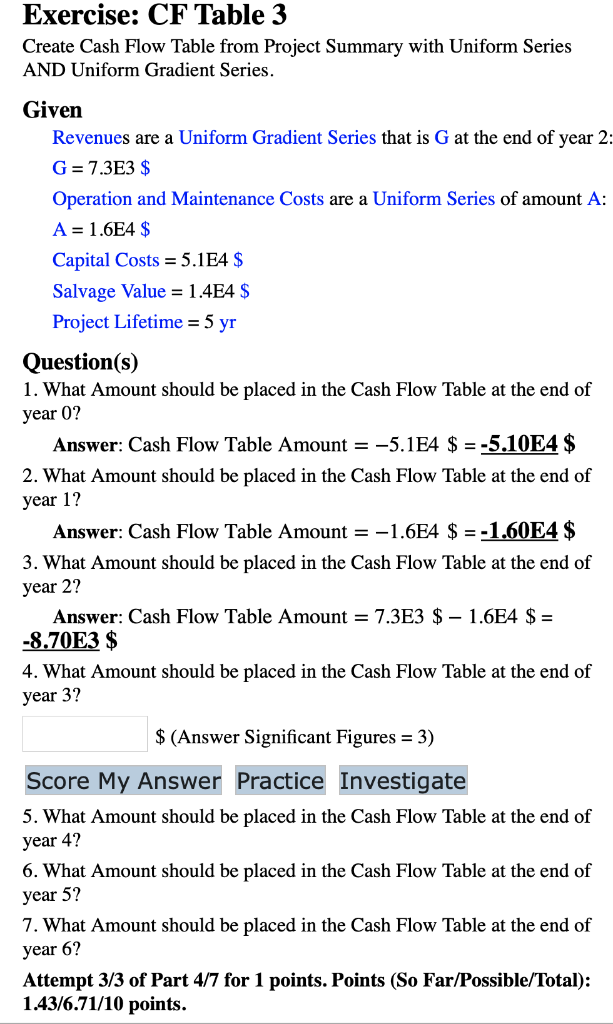 Solved Exercise: CF Table 3 Create Cash Flow Table from | Chegg.com