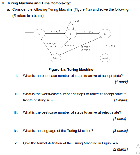 Solved 4. Turing Machine and Time Complexity: a. Consider | Chegg.com