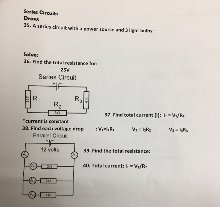 Solved Series Circuits Draw 35. A series circuit with a | Chegg.com