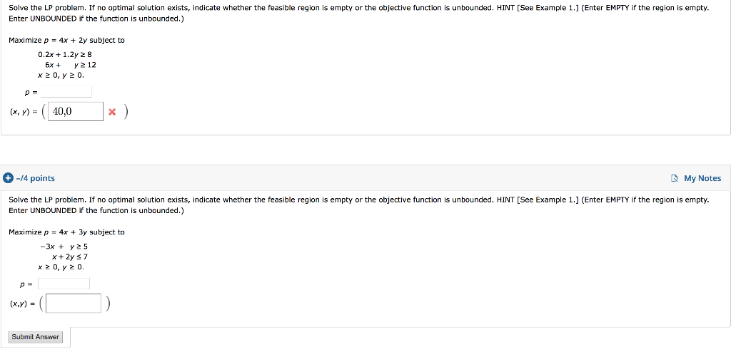 Solved Solve the LP problem. If no optimal solution exists, | Chegg.com