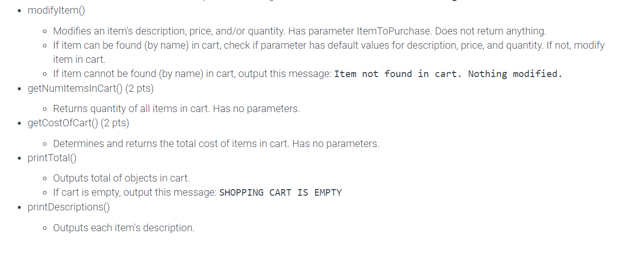 Solved 7.24 LAB*: Program: Online shopping cart (Part 2) | Chegg.com