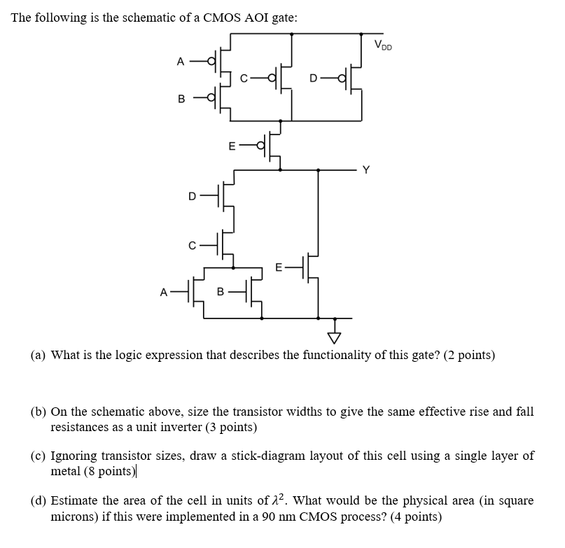 Solved The following is the schematic of a CMOS AOI gate: | Chegg.com