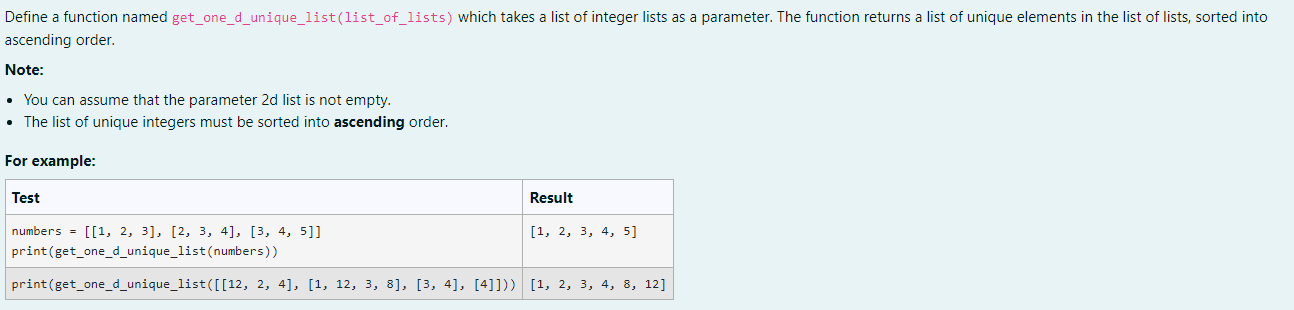 Solved Define a function named get_one_d_unique_list | Chegg.com