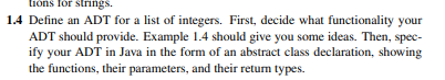 Solved lions for strings. 1.4 Define an ADT for a list of | Chegg.com