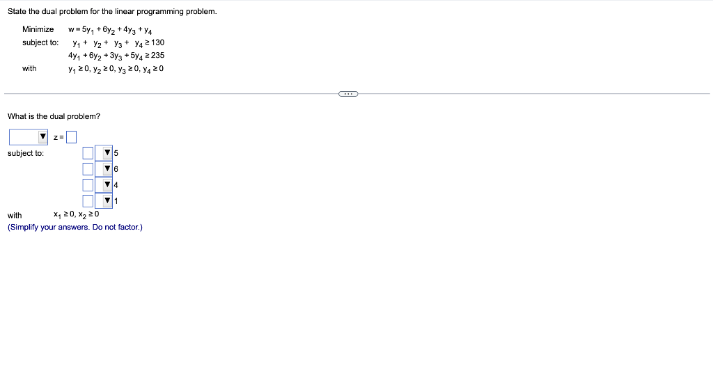 Solved State the dual problem for the linear programming | Chegg.com