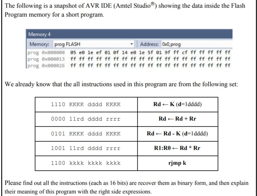 The following is a snapshot of AVR IDE (Amtel | Chegg.com