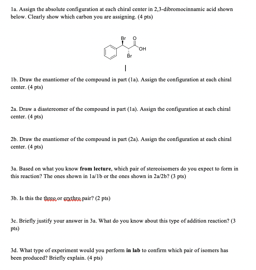 Solved la. Assign the absolute configuration at each chiral | Chegg.com