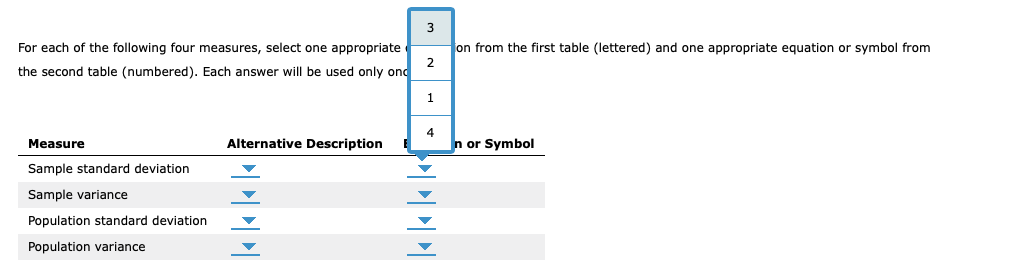 Solved 9. Measures of variability match-up There are | Chegg.com