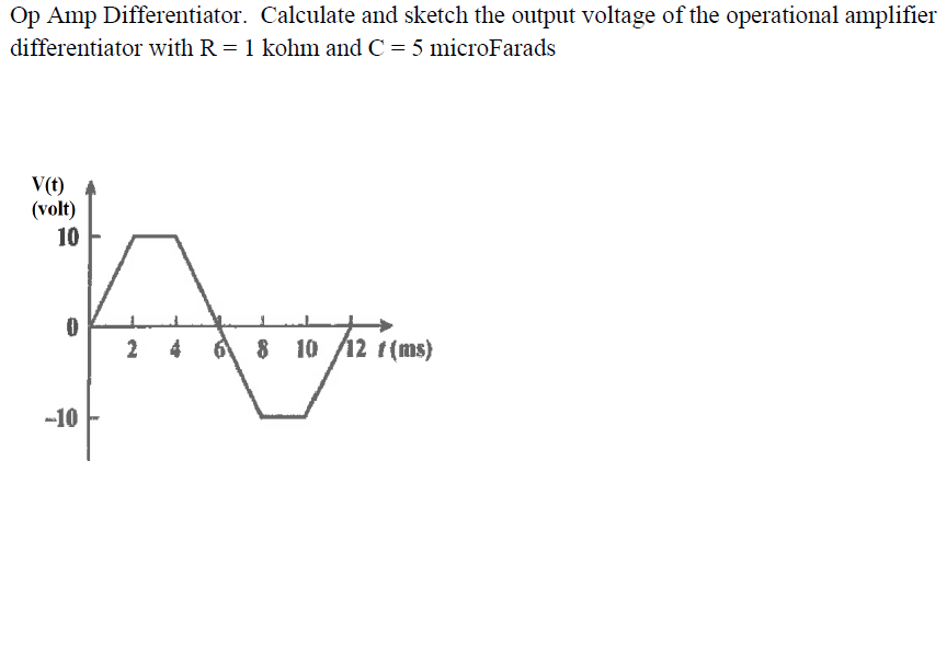 Solved Op Amp Differentiator. Calculate and sketch the | Chegg.com