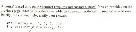Solved (4 points) Based only on the contract (requires and | Chegg.com