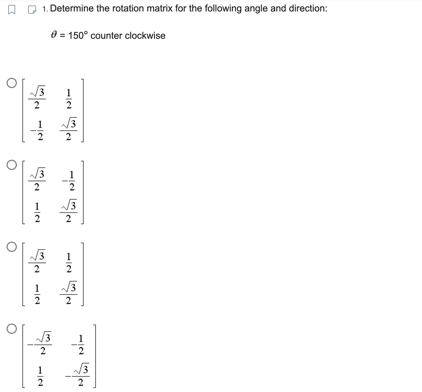 Solved 1. Determine the rotation matrix for the following | Chegg.com