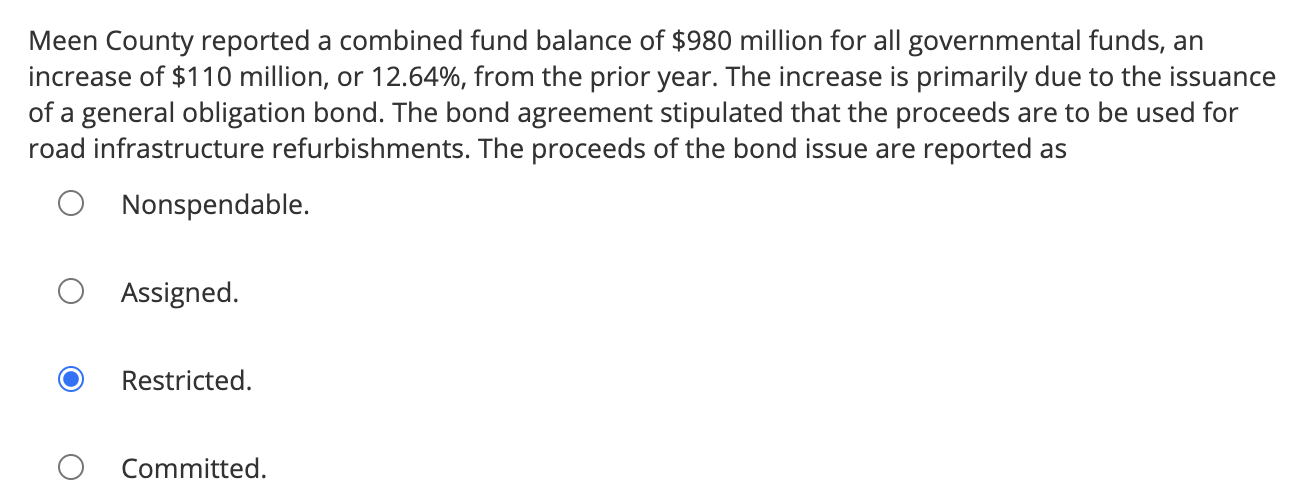 Solved What is the fund balance classification of amounts | Chegg.com