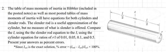 Solved 2. The table of mass moments of inertia in Hibbler | Chegg.com