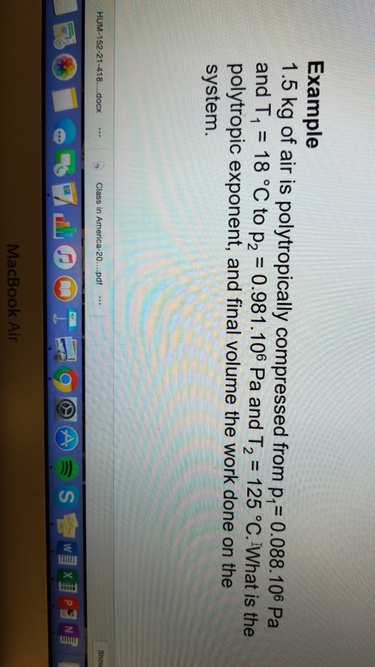Solved Example 1.5 kg of air is polytropically compressed | Chegg.com