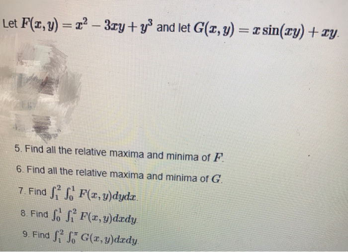 Solved Let F(x, y) = x^2 - 3xy + y^3 and let G(x, y) =x | Chegg.com