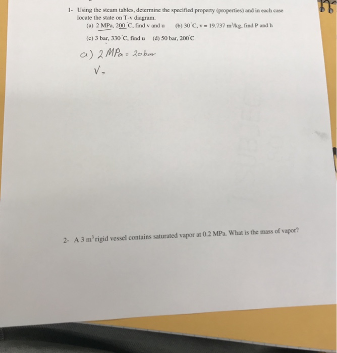 Solved S b Using the steam tables, determine the specified | Chegg.com