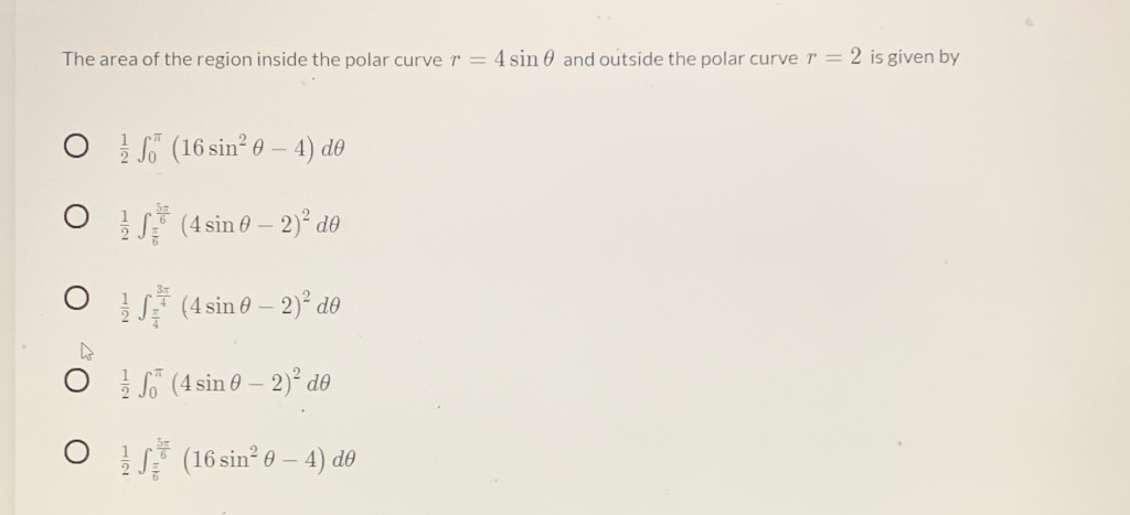 Solved The area of the region inside the polar curve r = 4 | Chegg.com