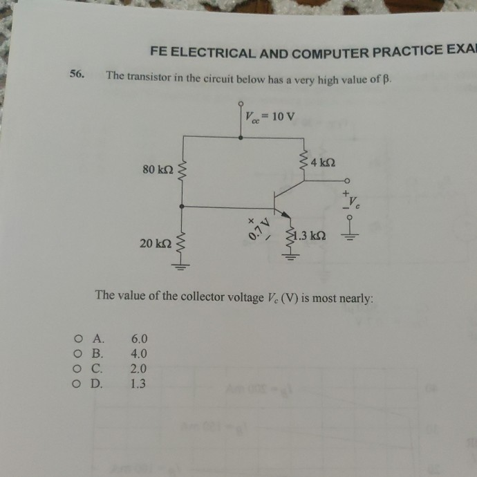 Solved FE ELECTRICAL AND COMPUTER PRACTICE EXA 56. The | Chegg.com