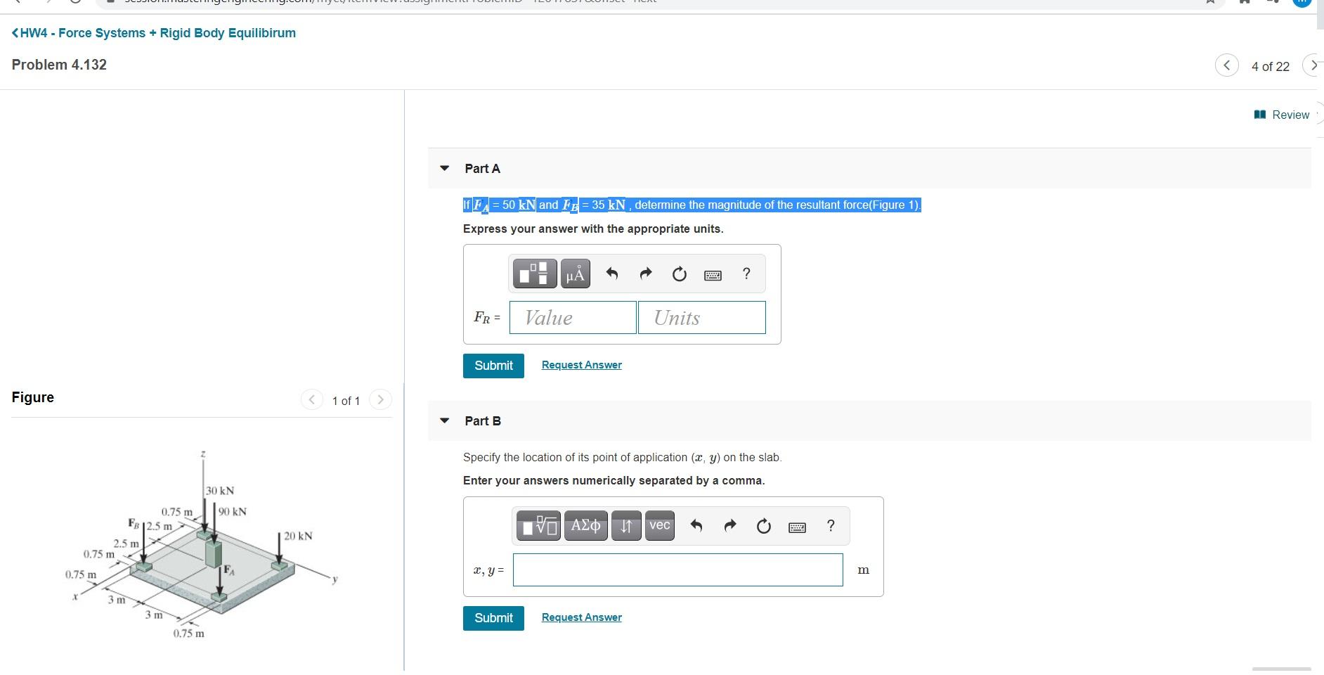 Solved Review Part A If FA = 50 kN and FB = 35 kN , | Chegg.com