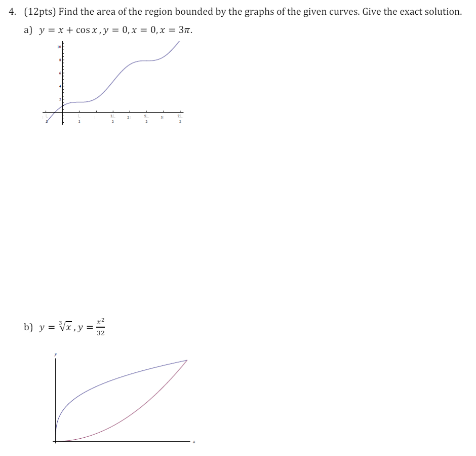 Solved 4. (12pts) Find the area of the region bounded by the | Chegg.com