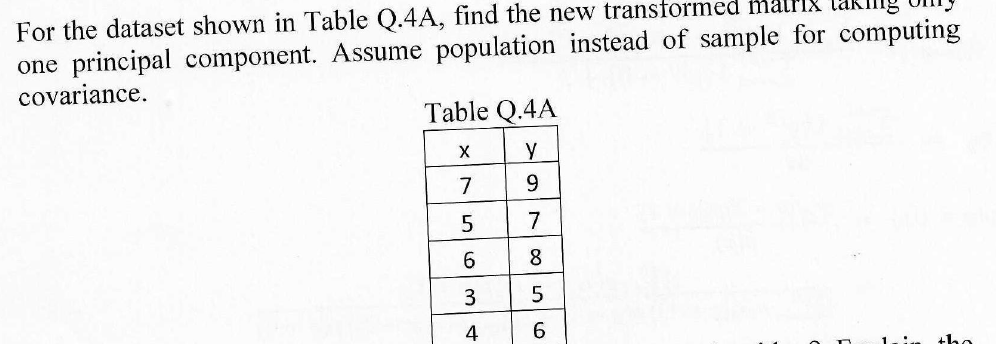 Solved For the dataset shown in Table Q.4A, find the new | Chegg.com