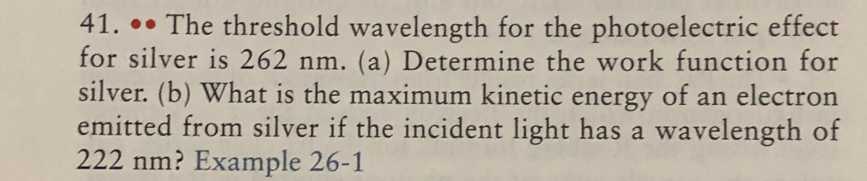 Solved 41... The threshold wavelength for the photoelectric | Chegg.com