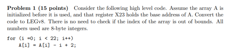 Solved Problem 1 (15 points) Consider the following high | Chegg.com