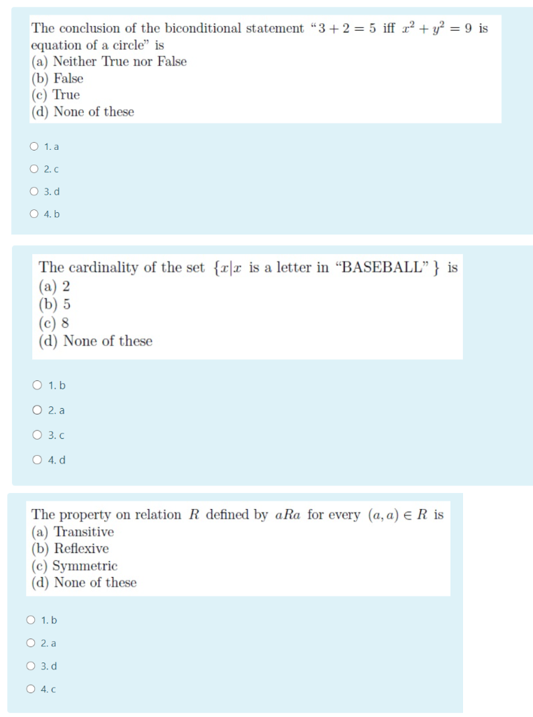 Solved The conclusion of the biconditional statement “3+2 = | Chegg.com