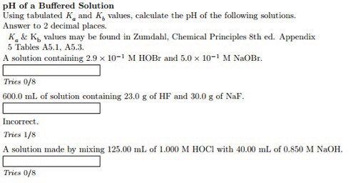 Solved pH of a Buffered Solution Using tabulated Ka and K | Chegg.com