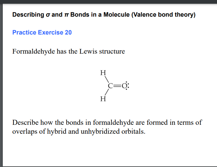 Solved Describing o and a Bonds in a Molecule (Valence bond | Chegg.com