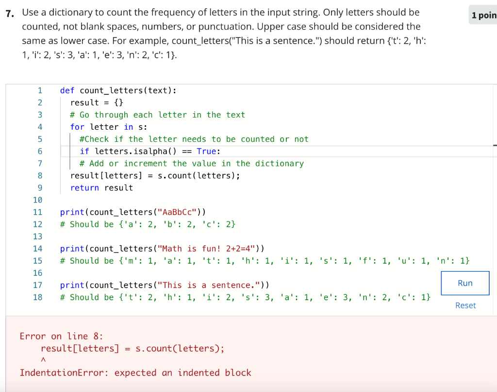 Solved I tried indenting but it still doesn't work, how can | Chegg.com