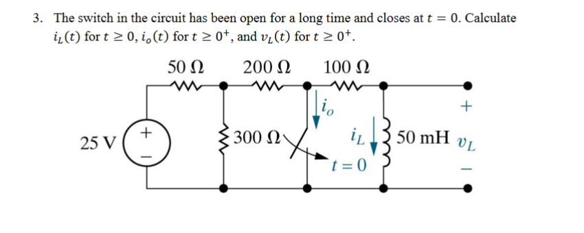 Solved The switch in the circuit has been open for a long | Chegg.com