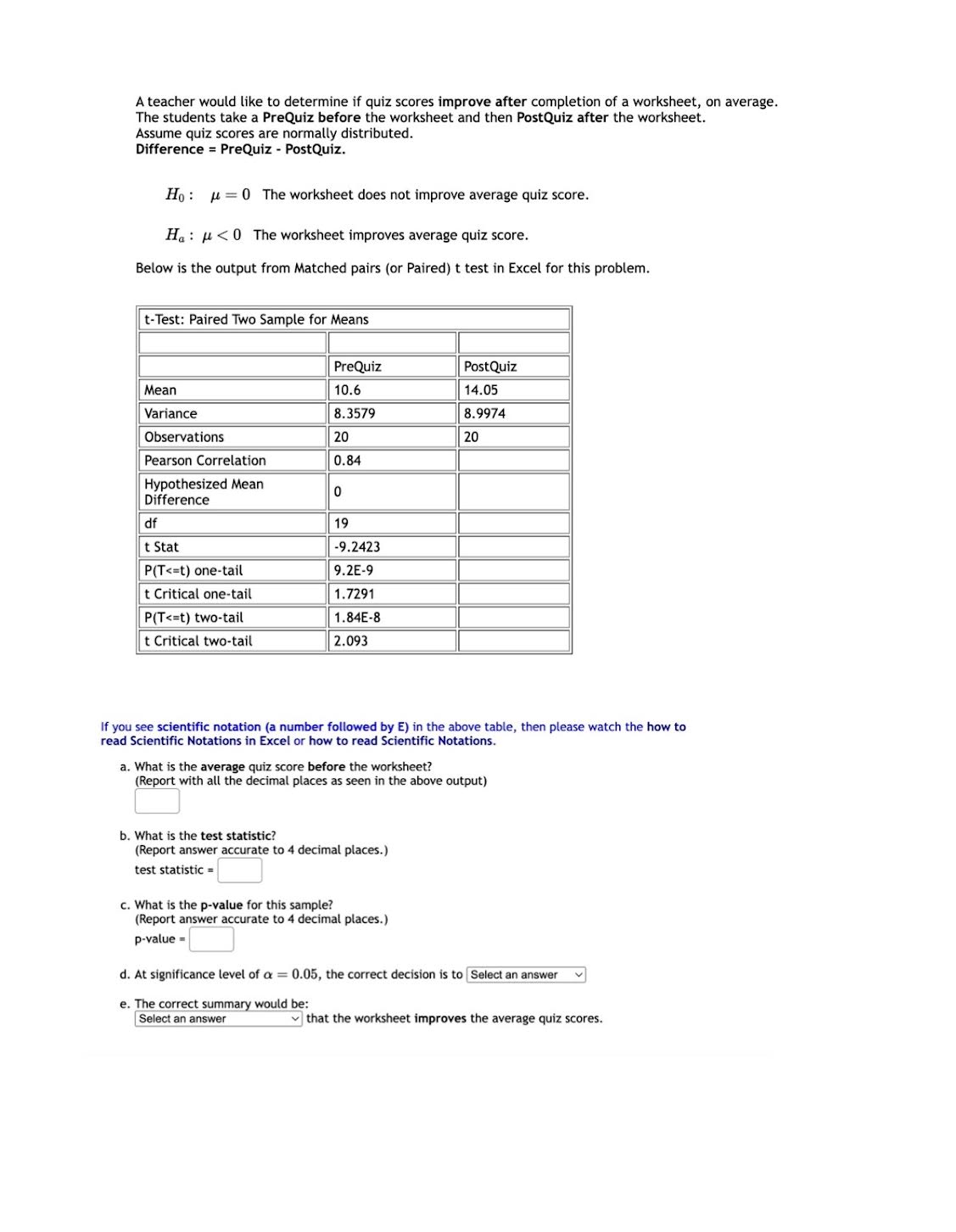 Solved A teacher would like to determine if quiz scores | Chegg.com