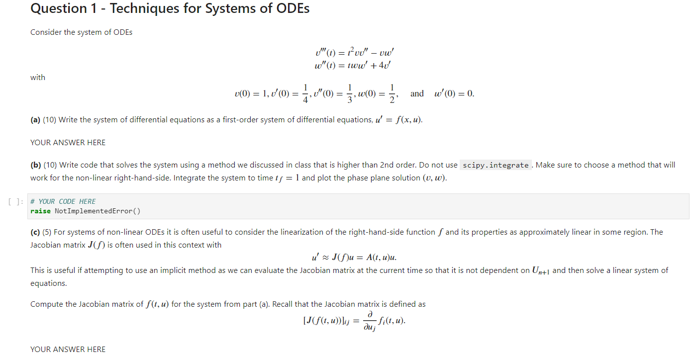 Question 1 - Techniques for Systems of ODEs Consider | Chegg.com