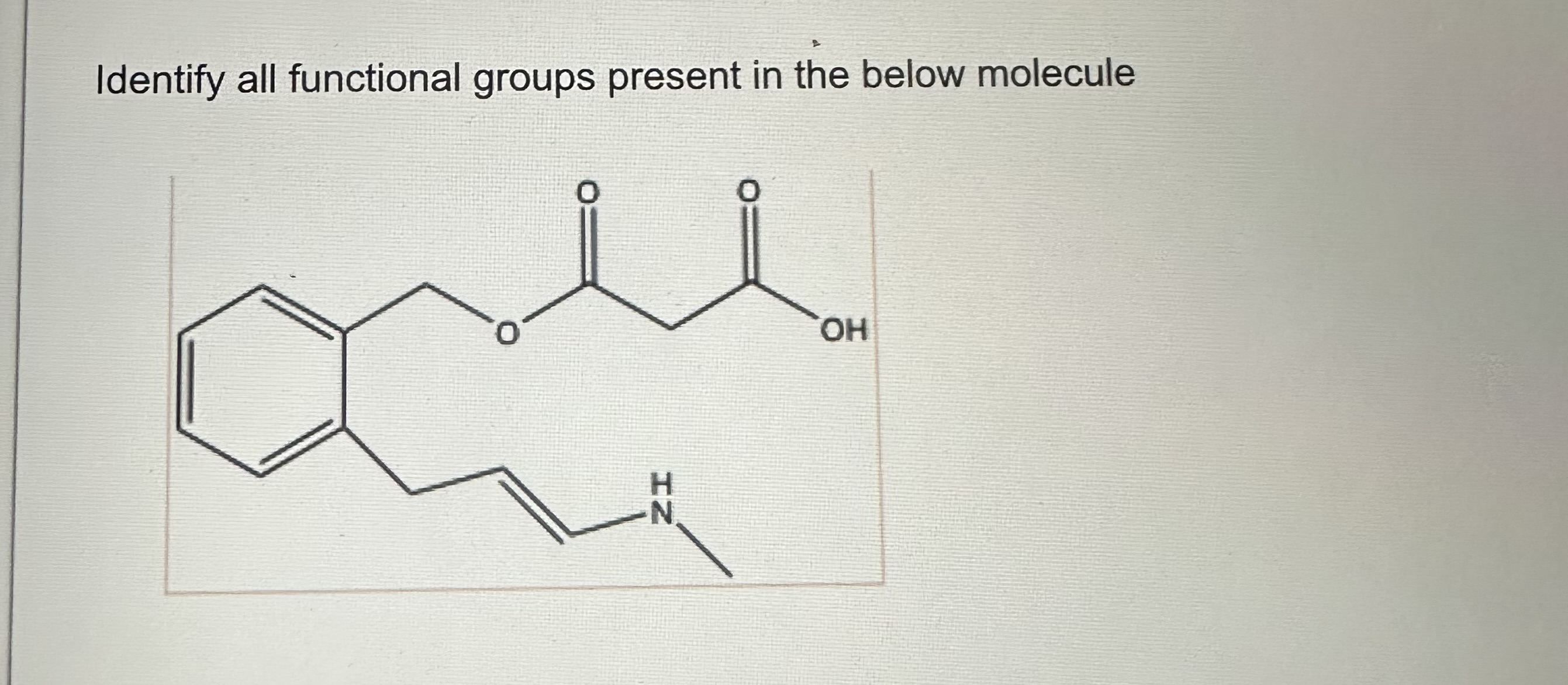 Solved Identify all functional groups present in the below | Chegg.com