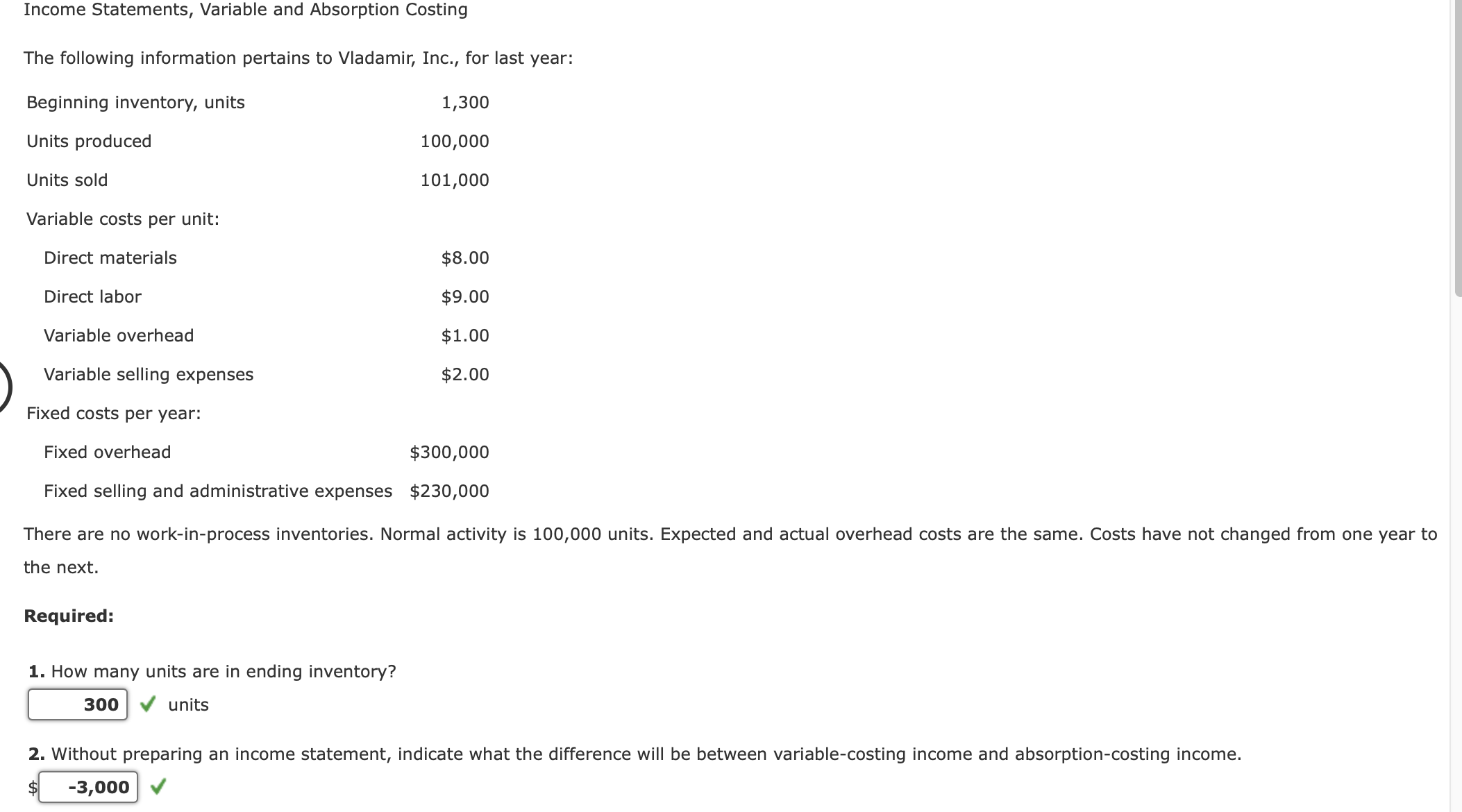Solved Income Statements, Variable and Absorption Costing | Chegg.com