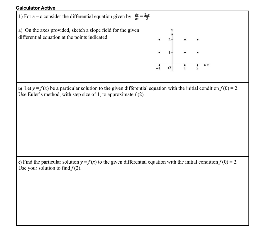 Solved 1) For a −c consider the differential equation given | Chegg.com