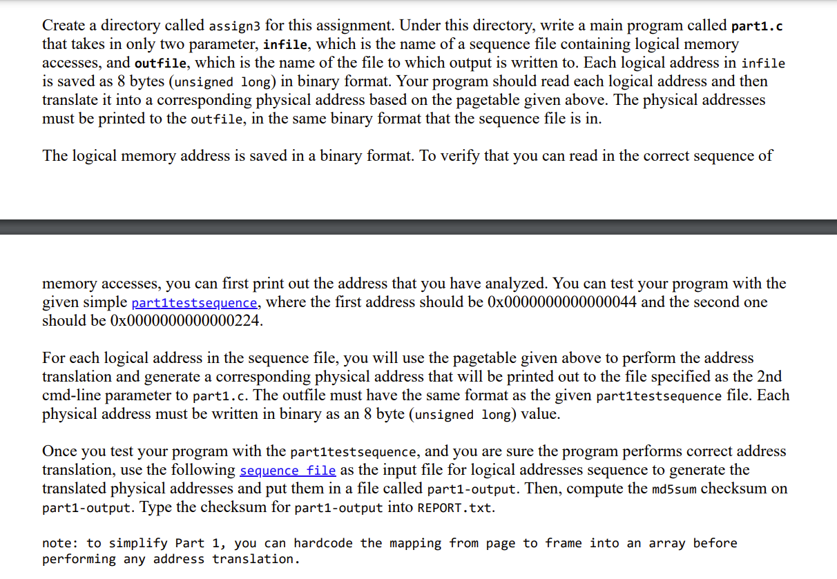 Solved Create a directory called assign3 for this | Chegg.com