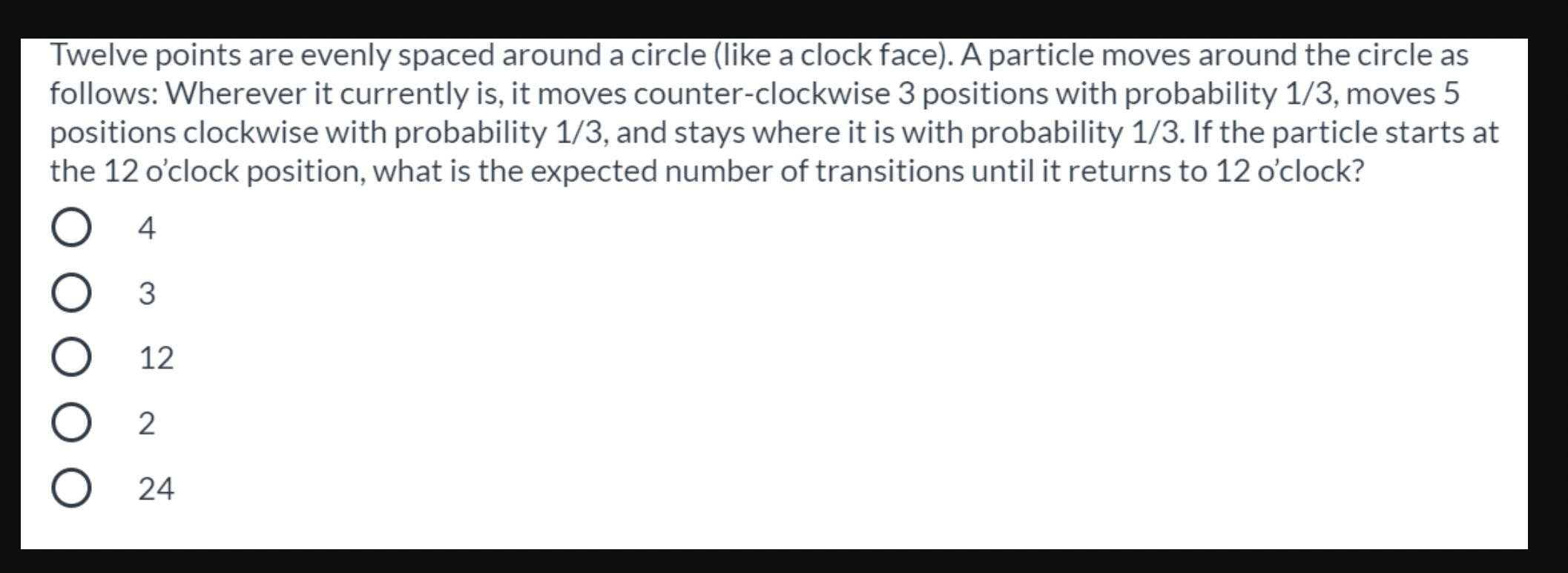 Solved Twelve points are evenly spaced around a circle (like | Chegg.com