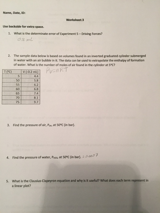 Solved What is the determinate error of Experiment 5 - | Chegg.com