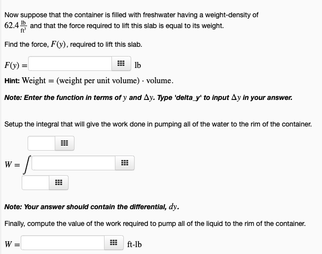 Solved (1 point) Pumping Liquids From a Container An | Chegg.com